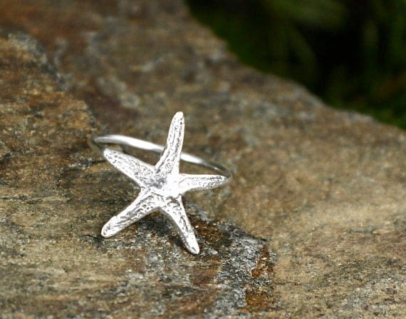 Items similar to Starfish Stacking Ring Nautical Jewelry Beach Jewelry Silver Ring Starfish Ring ...