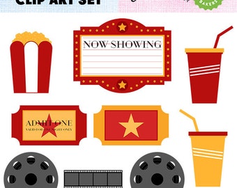 Popular items for movie night clip art on Etsy