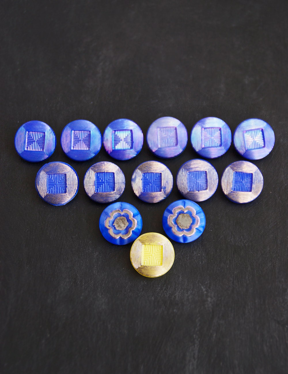 SALE 14 Vintage Glass Buttons cobalt blue and by CuriosityCabinet