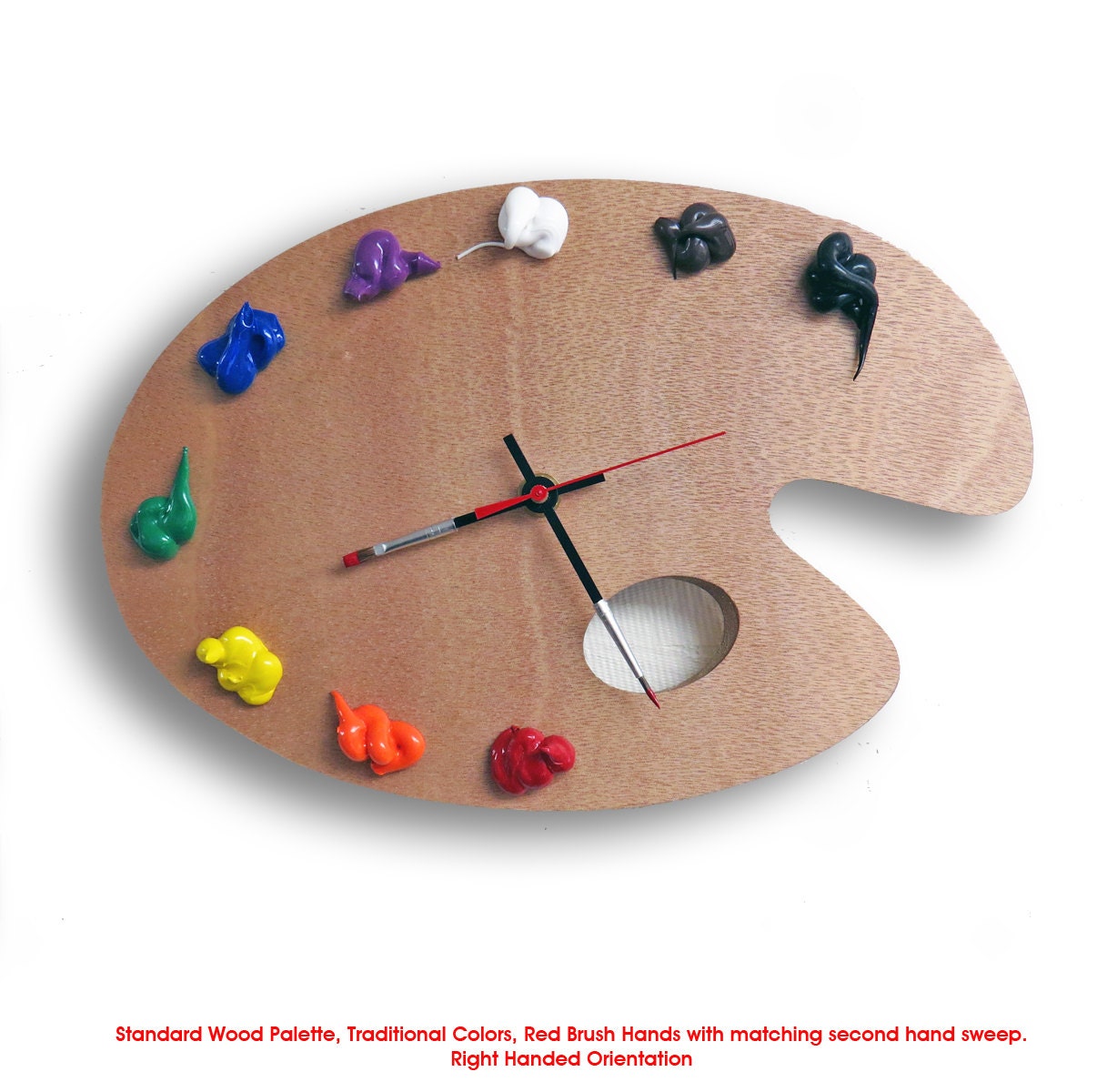 Artist Palette Clock 3D Paint on Wood TRADITIONAL by RipdNTorn