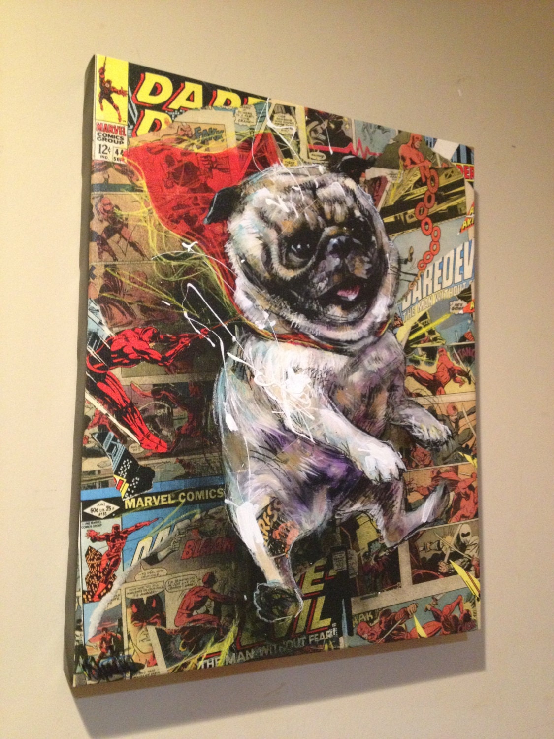 Pug Art Canvas Print Giclee Canvas Reproduction Dog Wall
