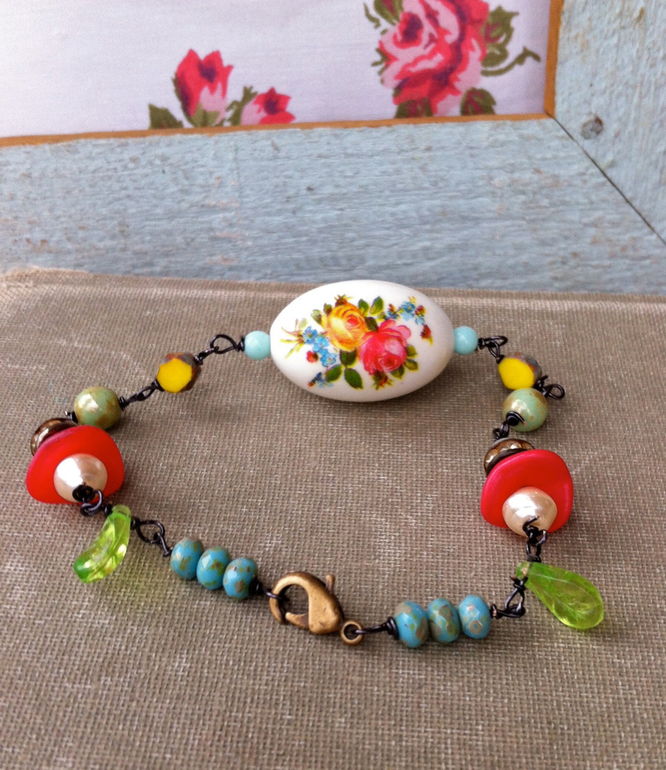 Cottage rose. colorfulglass by tiedupmemories on Etsy