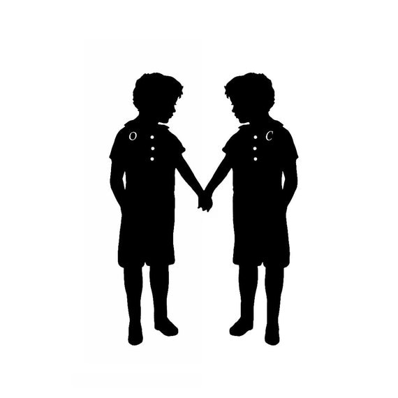 Personalized Twin Silhouette Print Brother Sister Custom Black