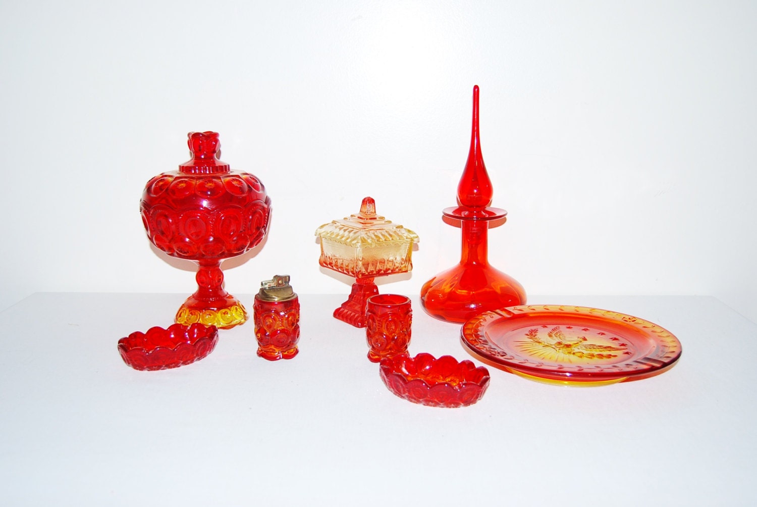 Vintage Glass Amberina Complete Collection…….Eight Pieces – Haute Juice