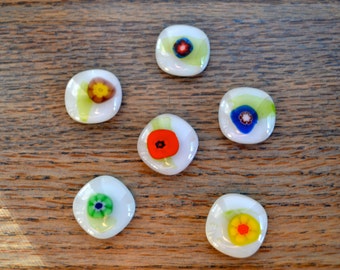 All that Glitters Fused Glass Magnets with Tin Set by dortdesigns