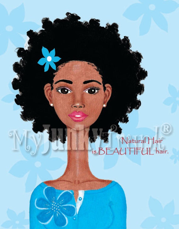 African American Art Natural Hair Art Black Woman By Myjunkytrunk