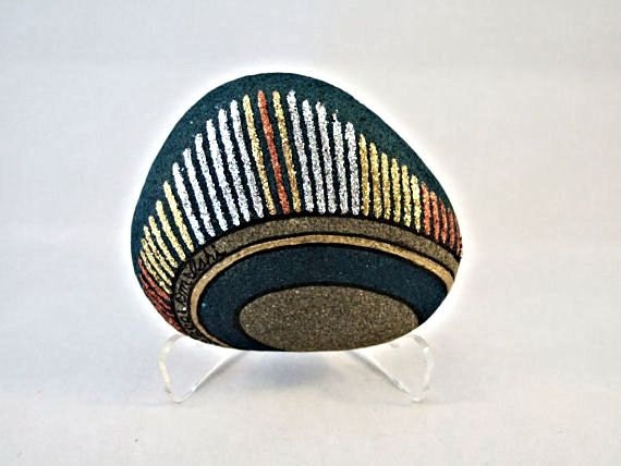 Gemalte Felsen einzigartige 3D Kunst-Objekt OOAK