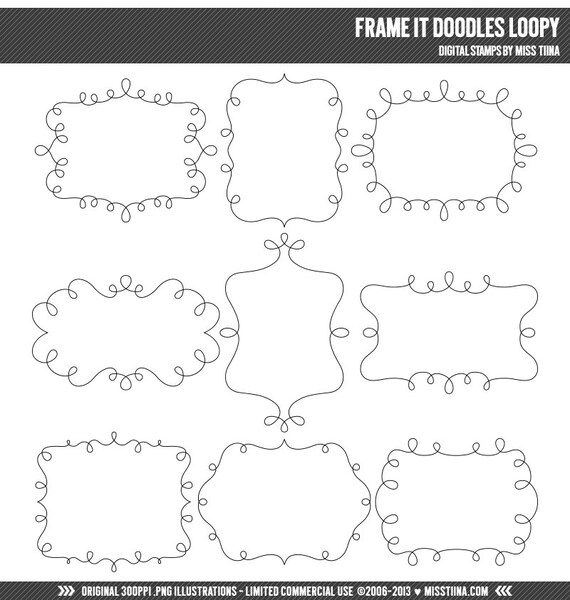 Frame It Doodles Loopy Digital Stamps Clipart Clip Art