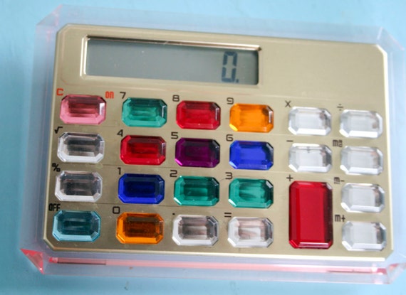 Vintage 1990s GEM JEWELED Calculator WORKS