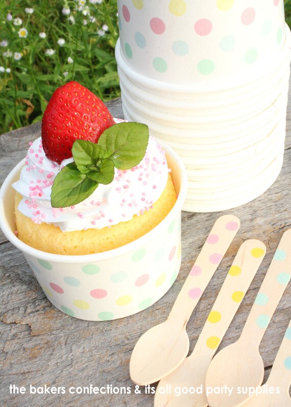 Pastel Rainbow Polka Dot Ice Cream Cups & by thebakersconfections