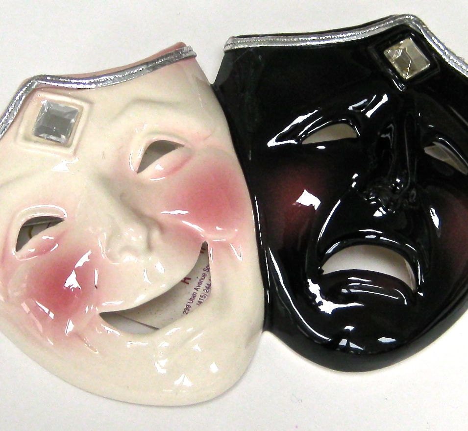 Vintage Clay Art Mask Comedy Tragedy Drama Highly