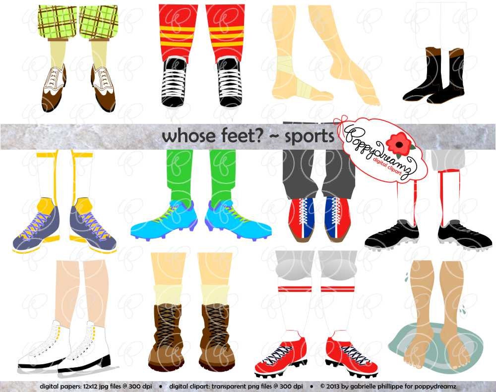 Whose Feet : Sports Digital Clipart Pack 300 dpi Football