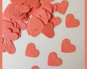 Orange Heart Seed Paper 100 Seed Paper Hearts by VintageBlooming
