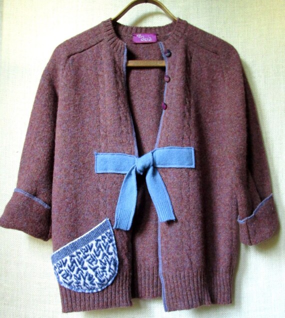 wool cardigan sweater repurposed sweater jacket