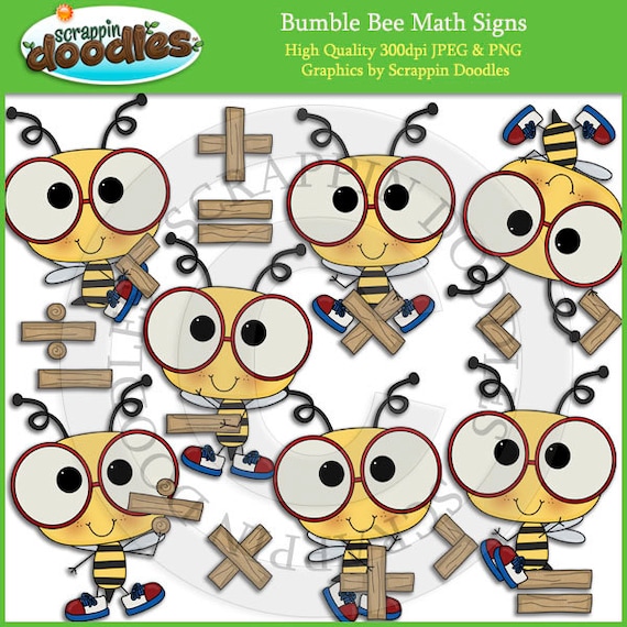Bumble Bee Math Signs Clip Art