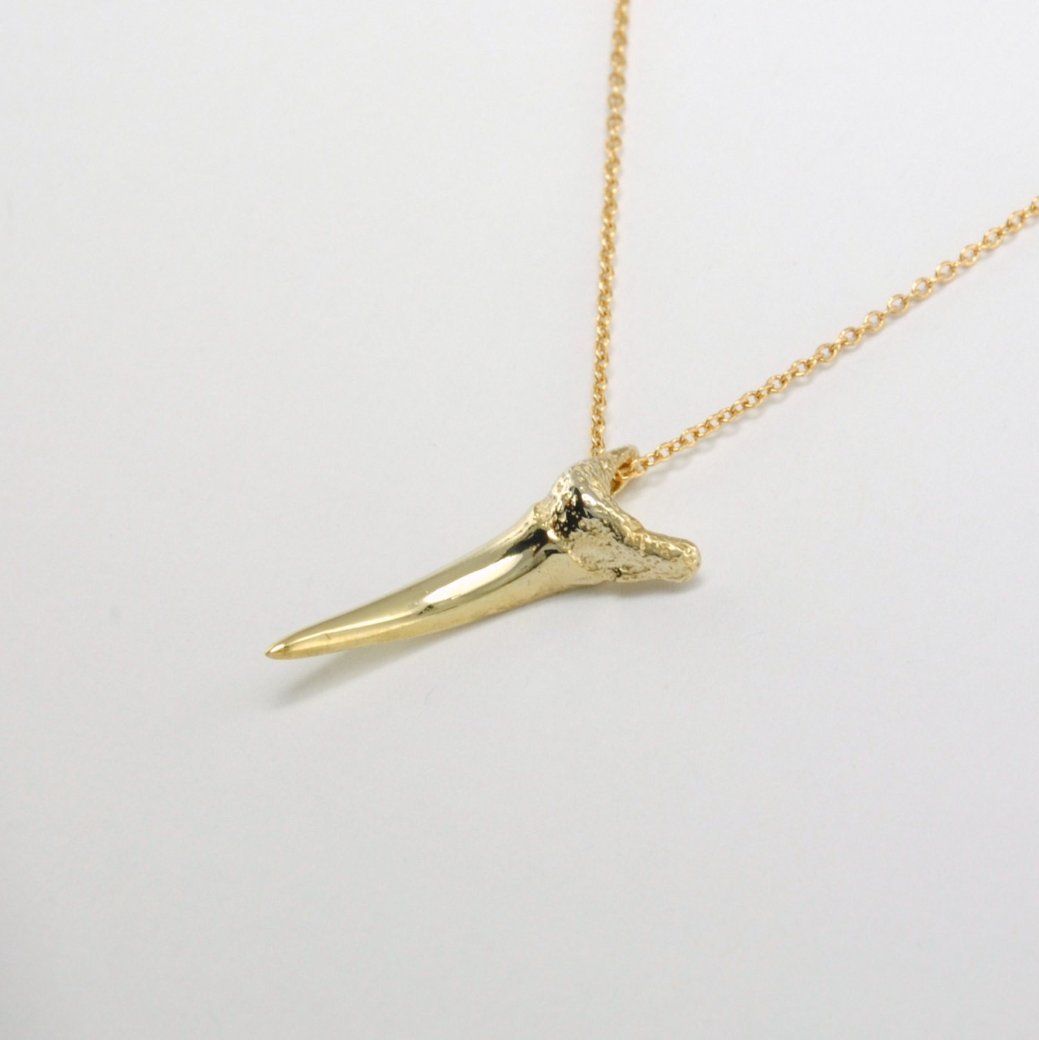 Shark Tooth Pendant in Solid 14K Gold Ocean by ShopEliAndLeah