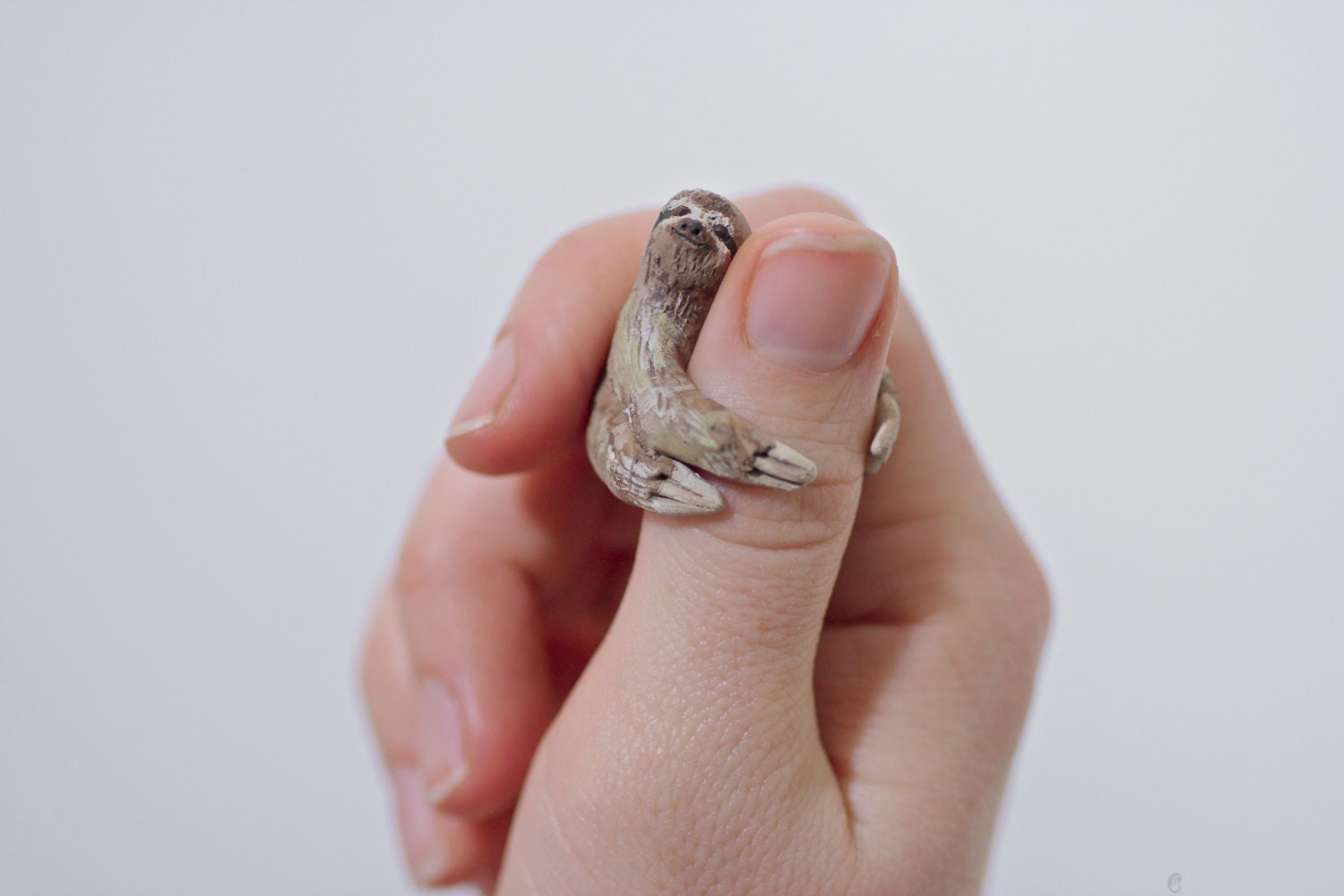 Sloth Ring Hugs Your Finger Made To Order Metal by CuriousBurrow