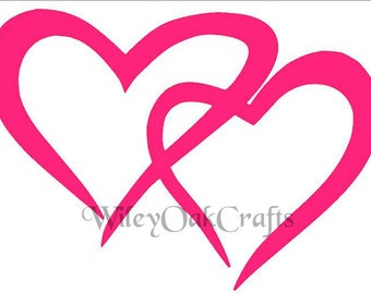 2 Hearts Decal-Car Decal- Computer Decal- iPad Decal