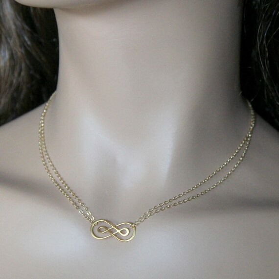 Double INFINITY Necklace Gold Infinity Necklace by NeliaKJewels