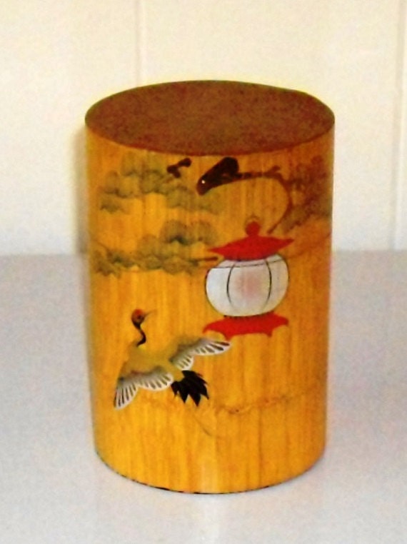 Vintage Japanese Bamboo Tin Canister, Collectible Tin Bamboo Storage ...