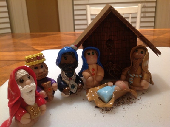Polymer clay Nativity set by NaomisSweetStuff on Etsy