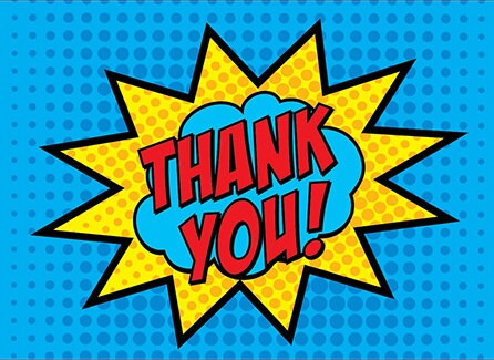 Superhero Thank You Cards 4 x 5.25 Folded