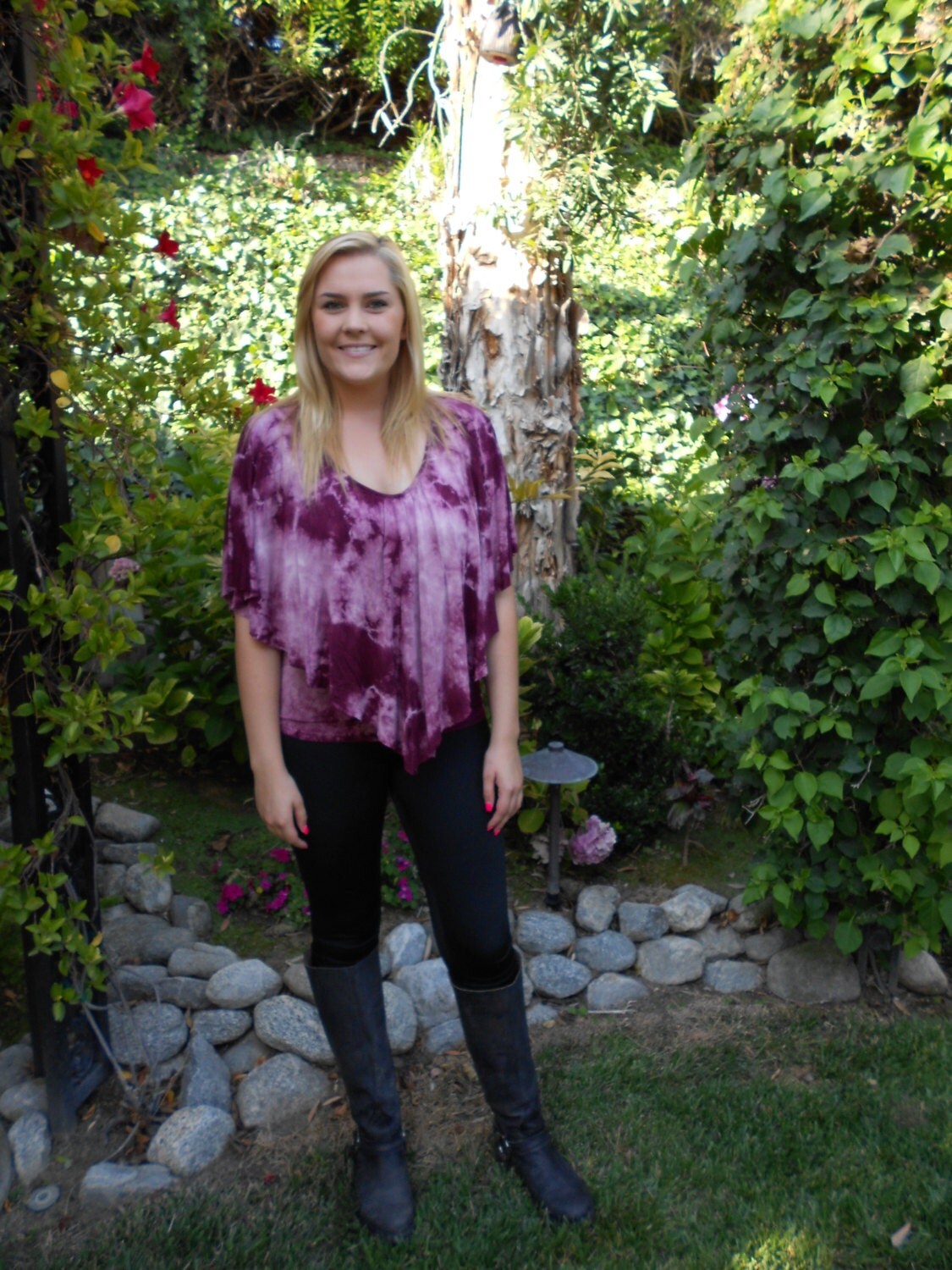 Women Poncho Tops Poncho Top Lace Back Top Tie Dye