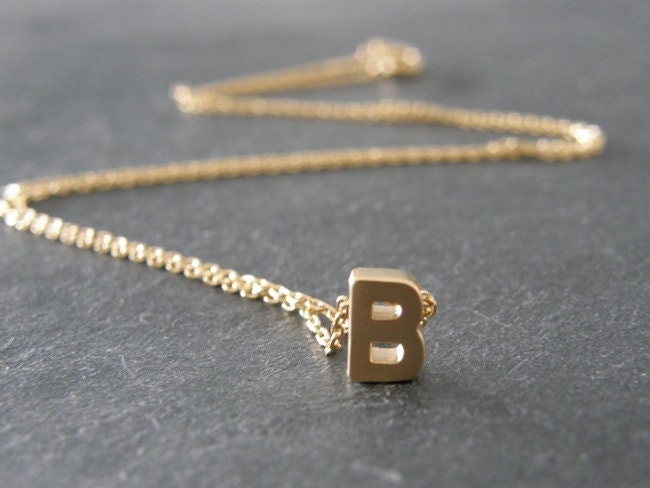 Initial Letter B Necklace Gold Initial Personalized