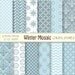 Ice Blue Digital Scrapbook Paper Pack Winter Mosaic Instant