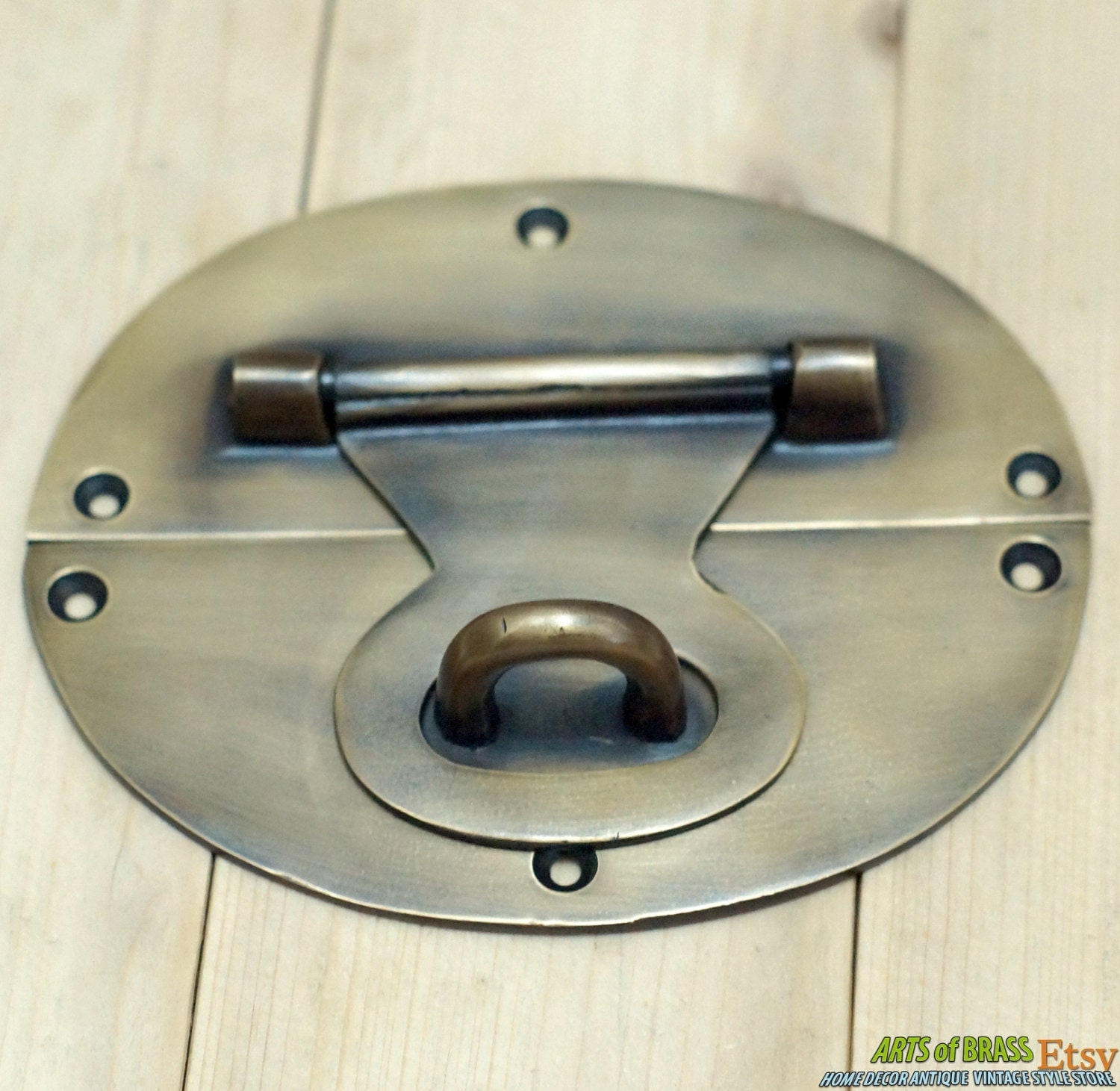 Vintage Large Retro Round Safe BOX DOOR LATCH Antique Solid