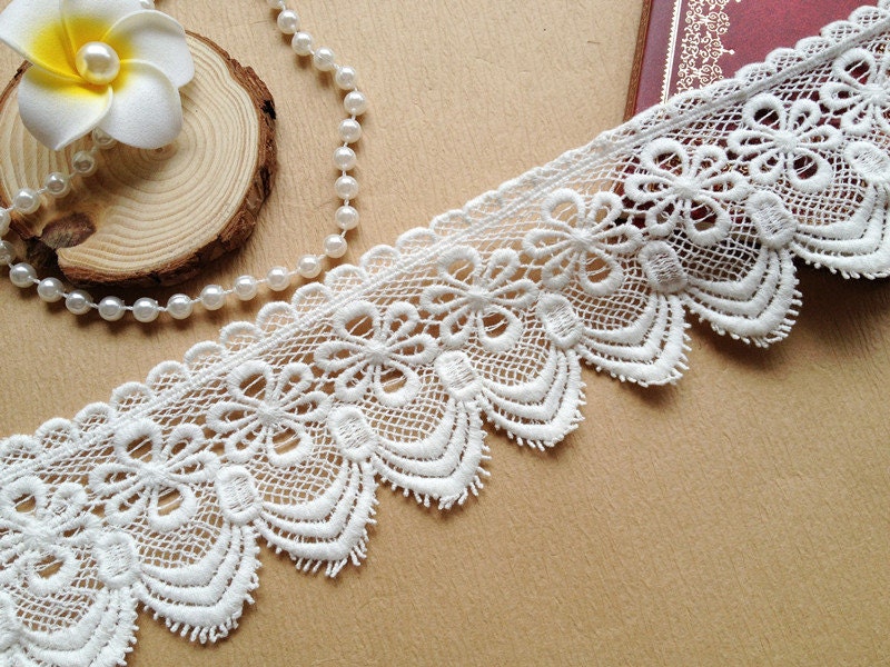 White lace trim scalloped lace retro lace trim cotton lace