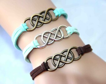 sale 20% off: double infinity bracelet, silver/bronze charm bracelet ...