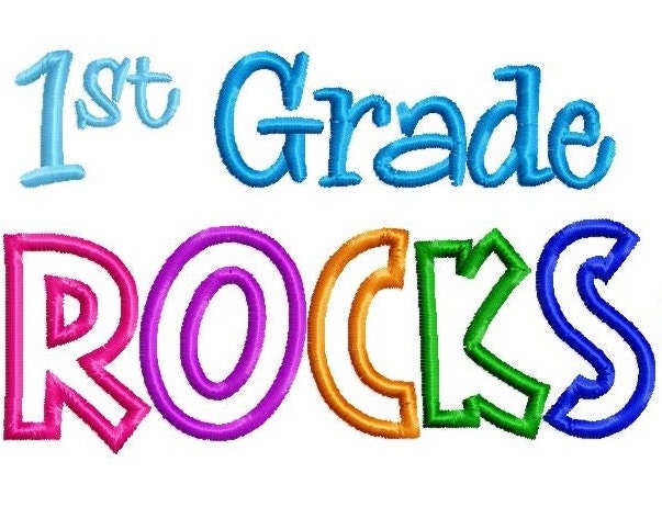 1st Grade Rocks 5x7 Embroidery Design INSTANT DOWNLOAD
