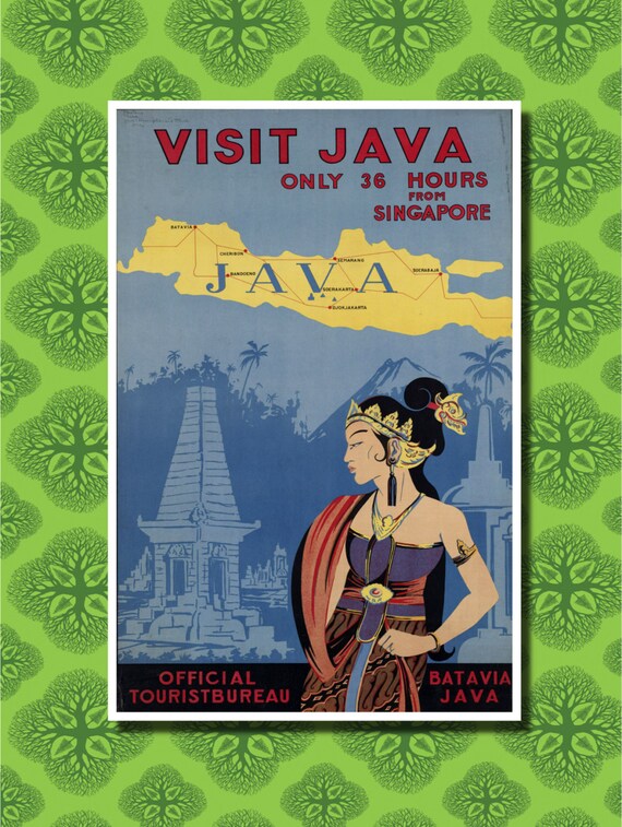 Java Indonesia Travel Poster Wall Decor 7 print sizes