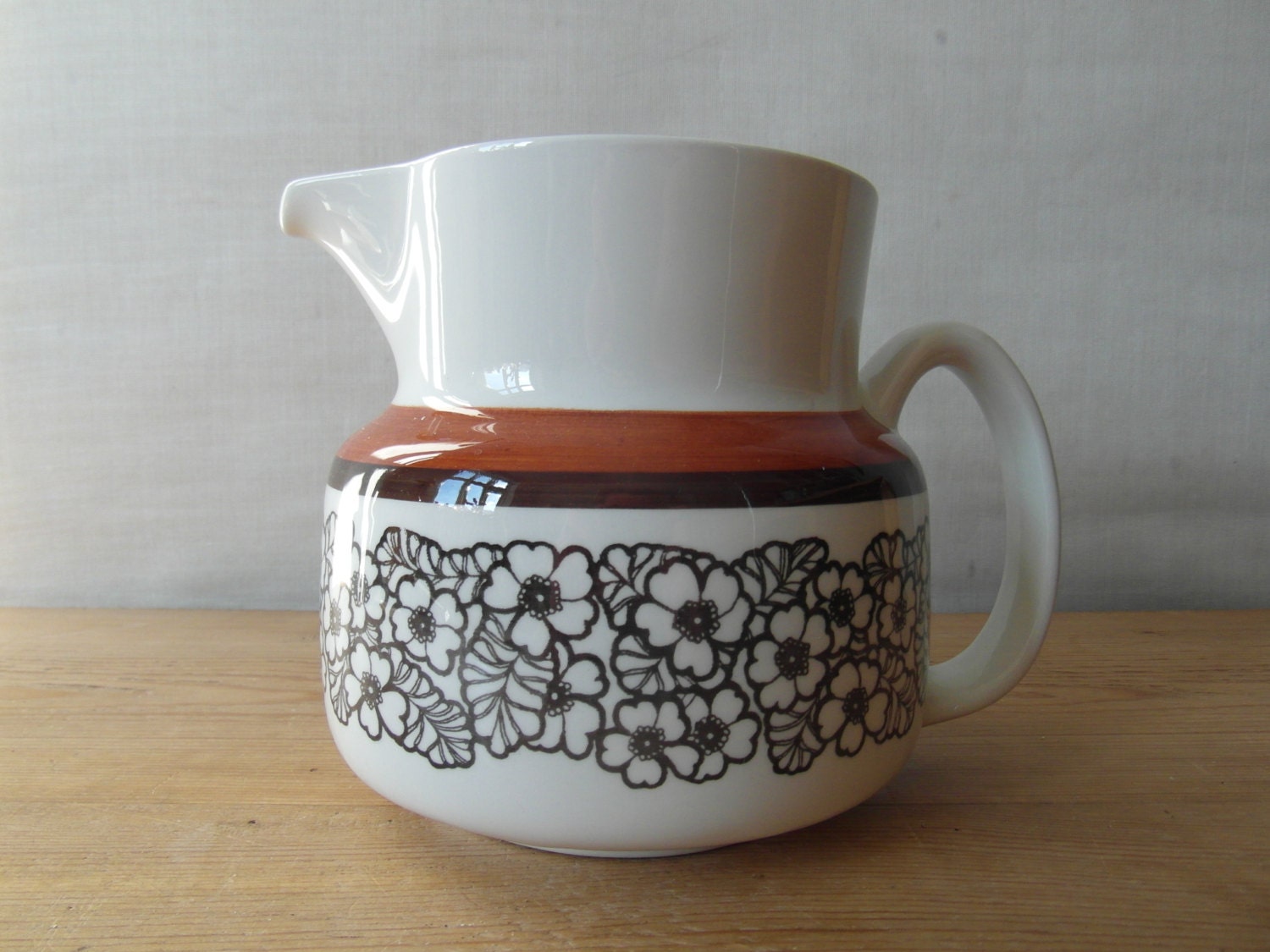 Vintage Sweden – Gefle – Agneta – big pitcher – flower motif – brown ...