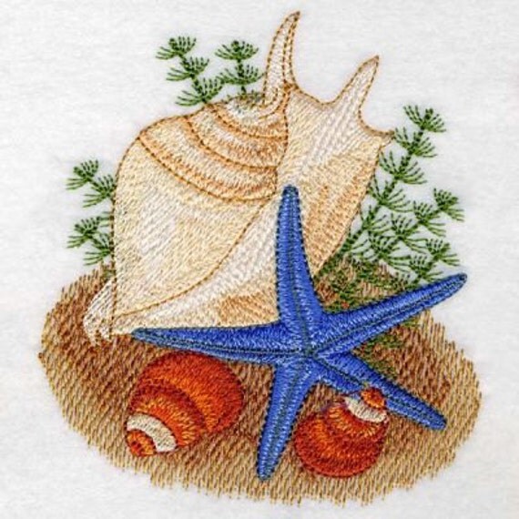 Seashell Summer Holiday Machine Embroidery Design Instant