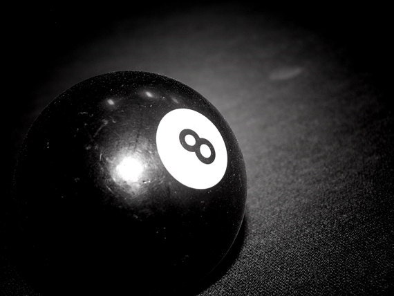 Black and White Eight Ball Photograph Night Photography Wall