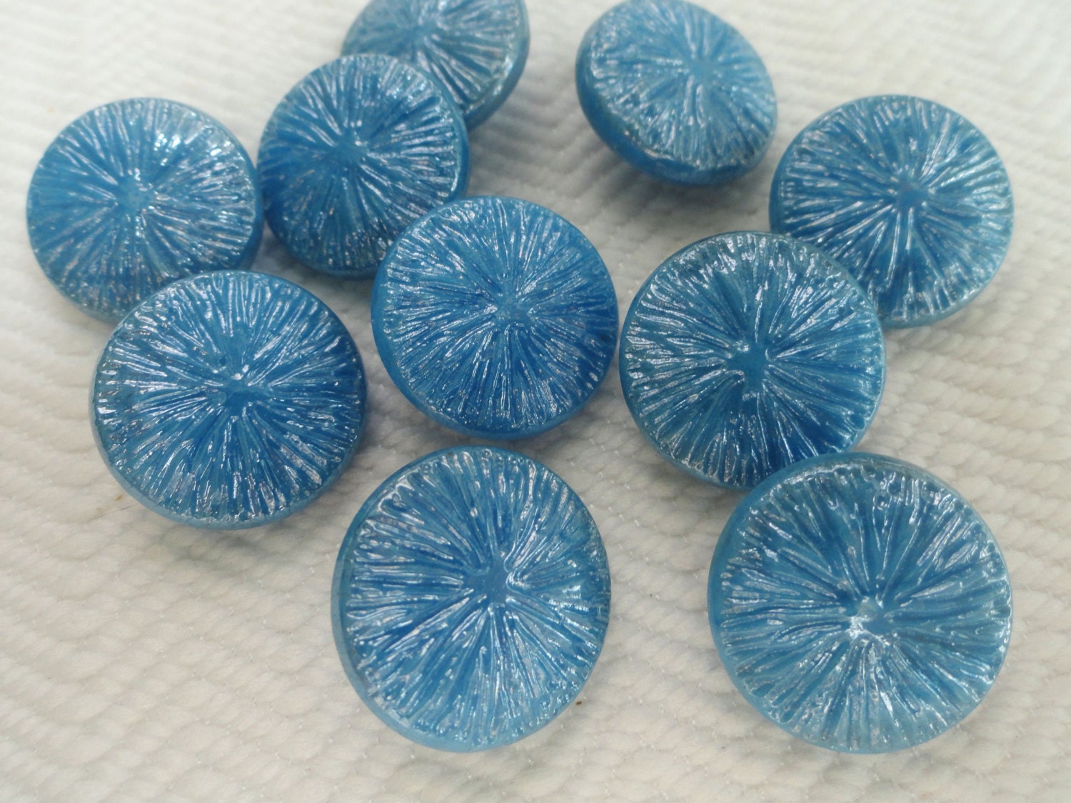 Iridescent Glass Vintage Buttons – 6 Antique Sky Blue Buttons – Haute Juice