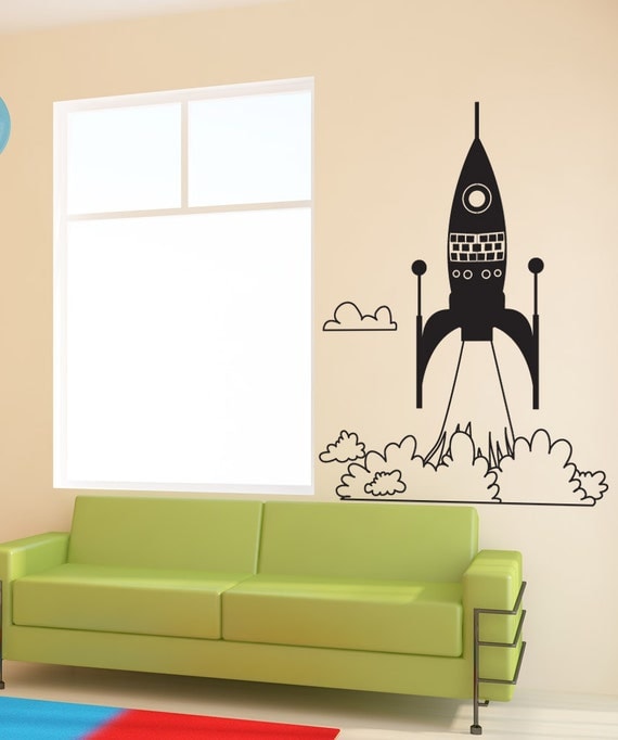 Vinyl Wall Decal Sticker Rocket Ship Take Off OSDC653s