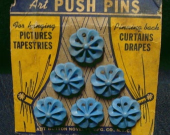 1940s Curtain Tieback Push Pins NOS Open Design Blue Push Pins Curtain ...