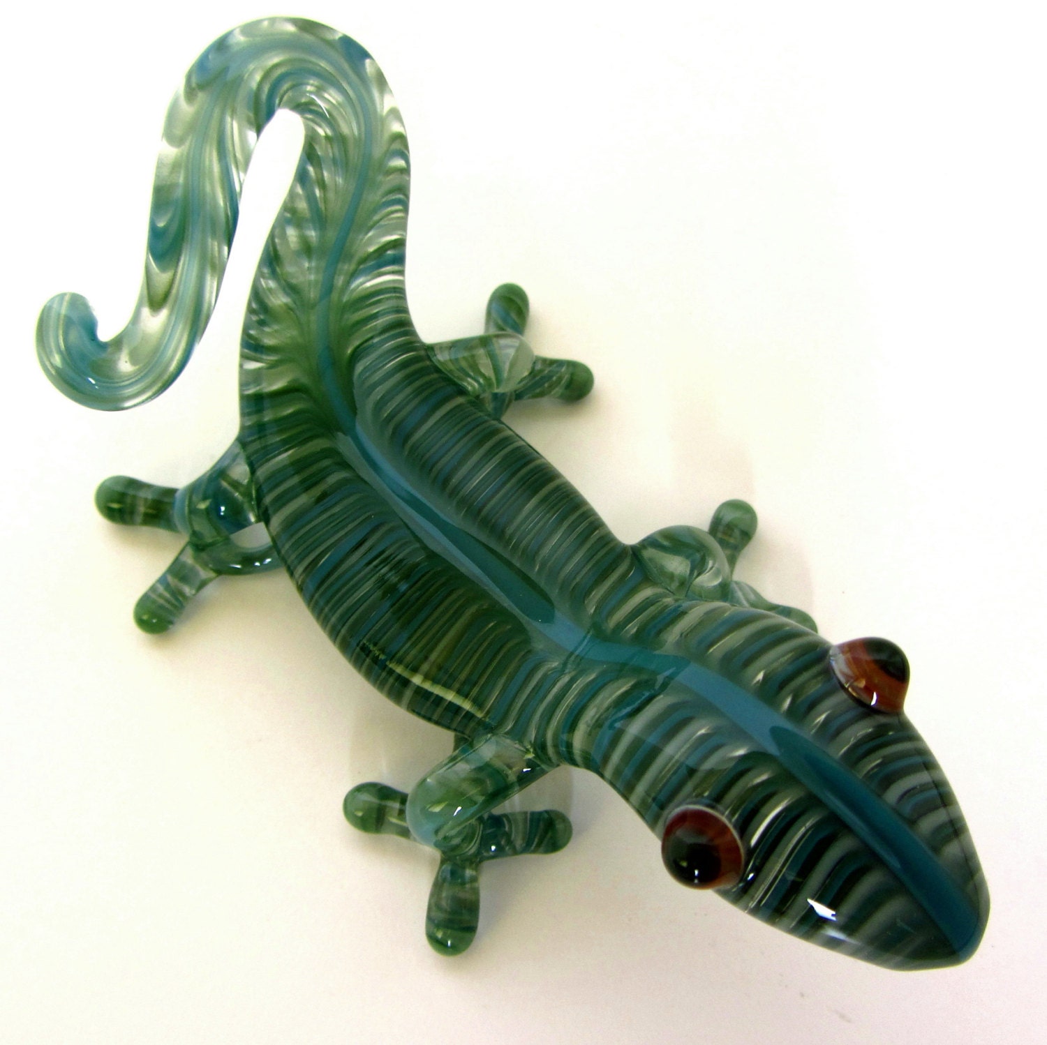 Glass Gecko in Ocean Color Jungle Lizard for Wall Display