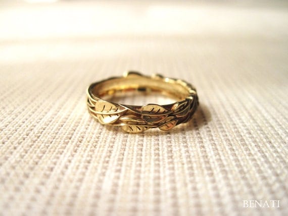 Gold Leaf Wedding ring Gold Wedding Leaf Ring Leaves by Benati