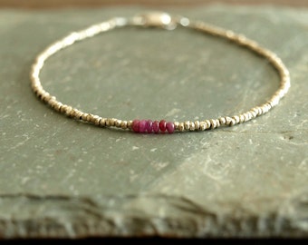 Ruby bead bracelet | Etsy