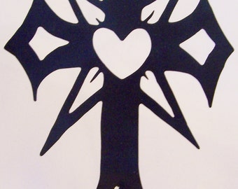 Cross heart decal | Etsy