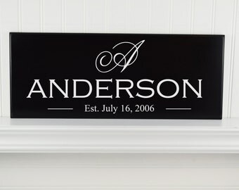 Personalized Last Name Sign w Established Date & Monogram -Family ...