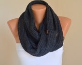 Items similar to Smoky knit lace button infinity scarf circle scarf ...