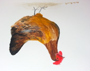 30% off Watercolor Hen, original watercolor painting hen art, farm ...
