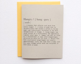 Hangry card. Hungry all occasion card. I'm sorry card. Greeting card ...