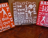 Items similar to Football Basketball Sports Subway Art Wall Sign ...