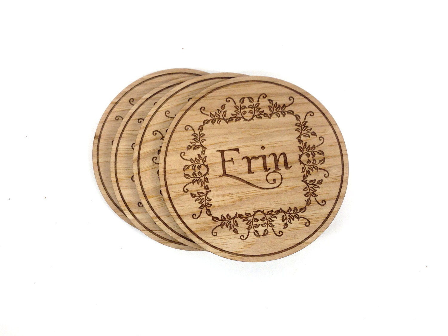 Custom Wood Coasters / Personalized Name / Engraved / by MileNine Custom Wood Coasters / Personalized Name / Engraved / by MileNine